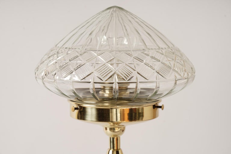 Art Deco Table Lamp with Original Cut Glass Shade Vienna Around 1920s ...