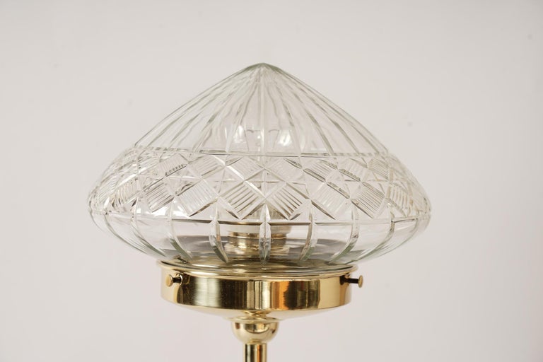 Art Deco Table Lamp with Original Cut Glass Shade Vienna Around 1920s ...