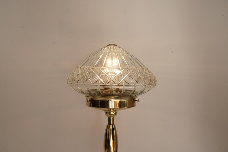 Art Deco Table Lamp with Original Cut Glass Shade Vienna Around 1920s ...