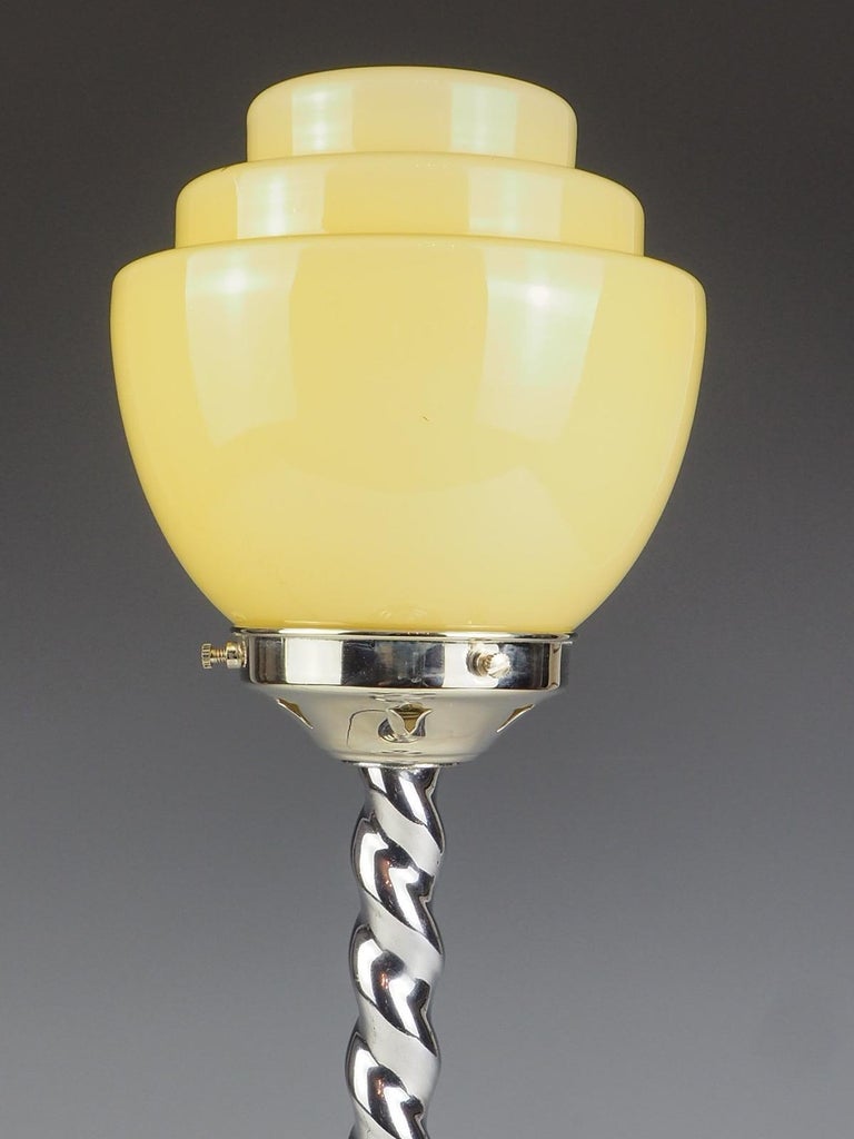 Art Deco Table Lamp with Yellow Opaline Globe For Sale at 1stDibs