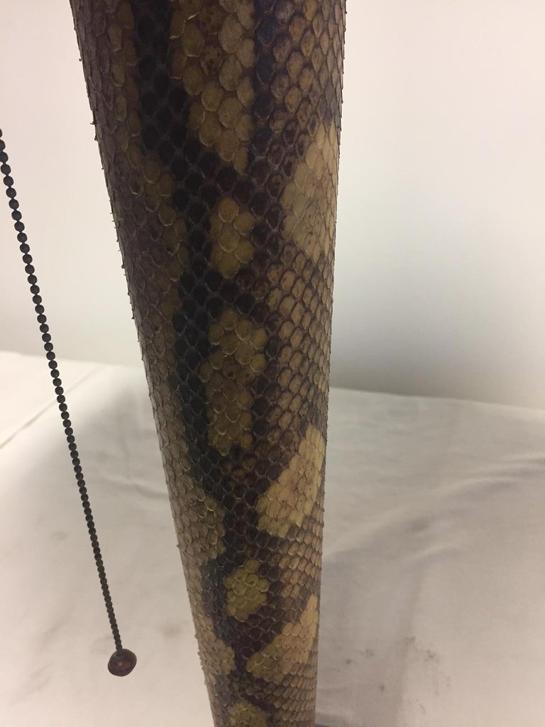 Art Deco Table Light Silver Plated Metal, Glass And Python Snake Skin ...