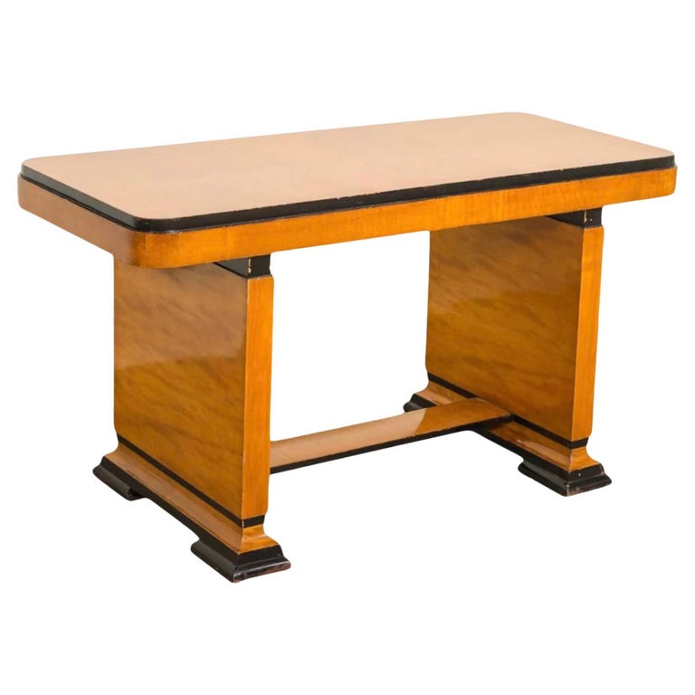 Art Deco Table or Writing Desk in Maple Wood with Ebonised Accents ...