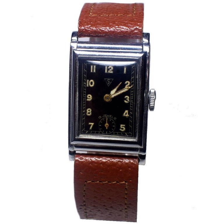 Art Deco Tank Style Men’s Wristwatch at 1stDibs | art deco tank watch