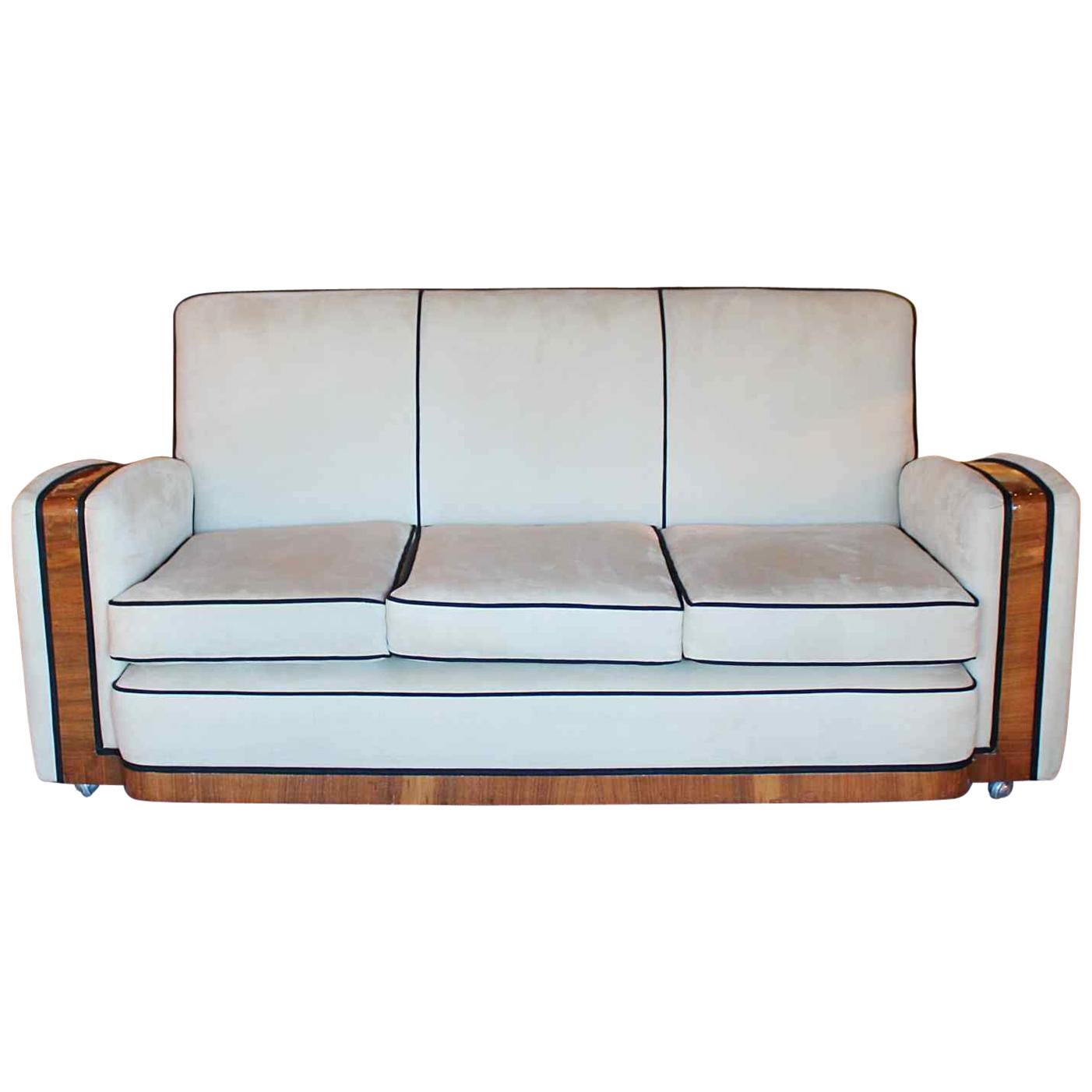 Art Deco Tank Three-Seat Sofa English, circa 1930 at 1stDibs