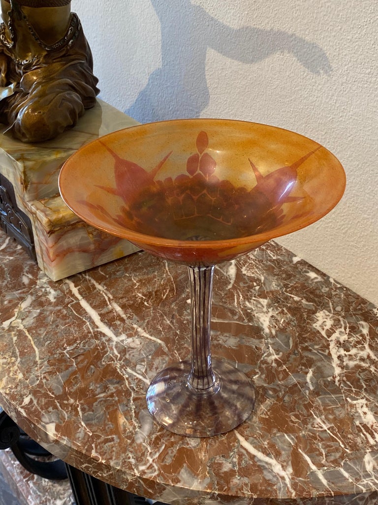 Art Deco Glass Taza by Le Verre Francais For Sale at 1stDibs