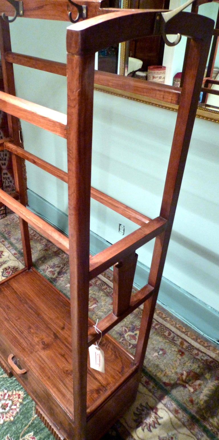 Art Deco Teak Coat Rack Hat Stand Bench Locking Cabinet For Sale at 1stDibs