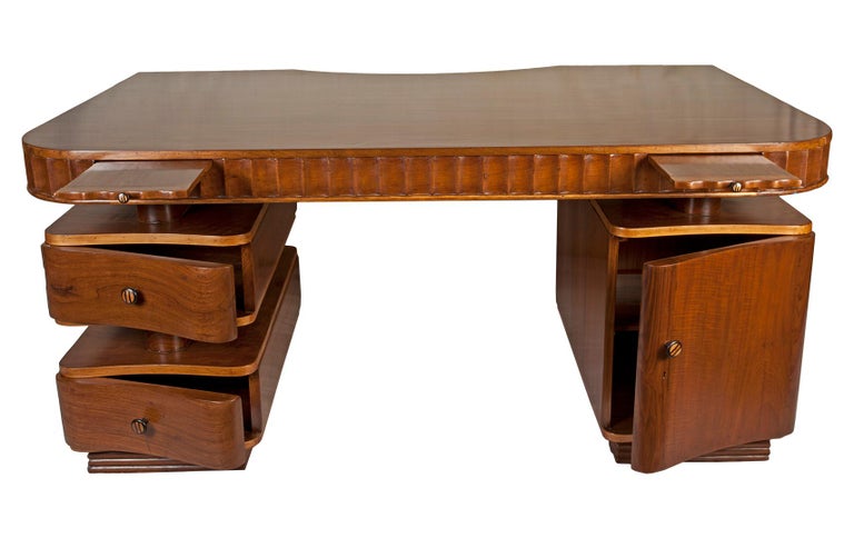 Art Deco Teak Partners Desk at 1stDibs