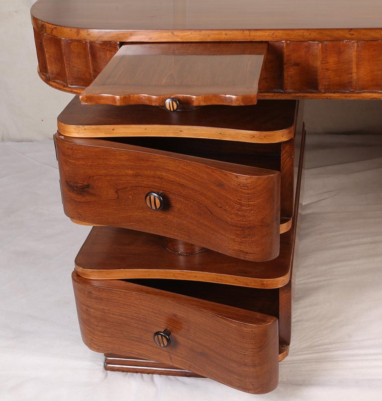 Art Deco Teak Partners Desk at 1stDibs