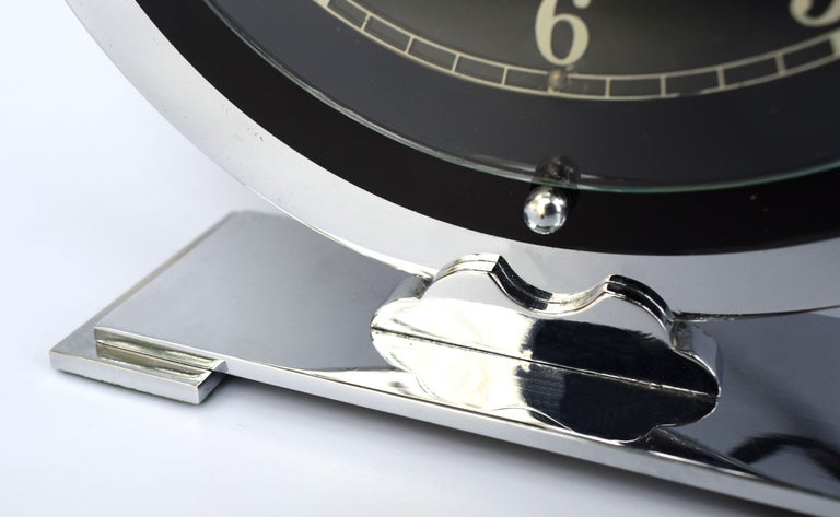 Art Deco Temco Chrome Electric Mantel Clock, 1930s at 1stDibs