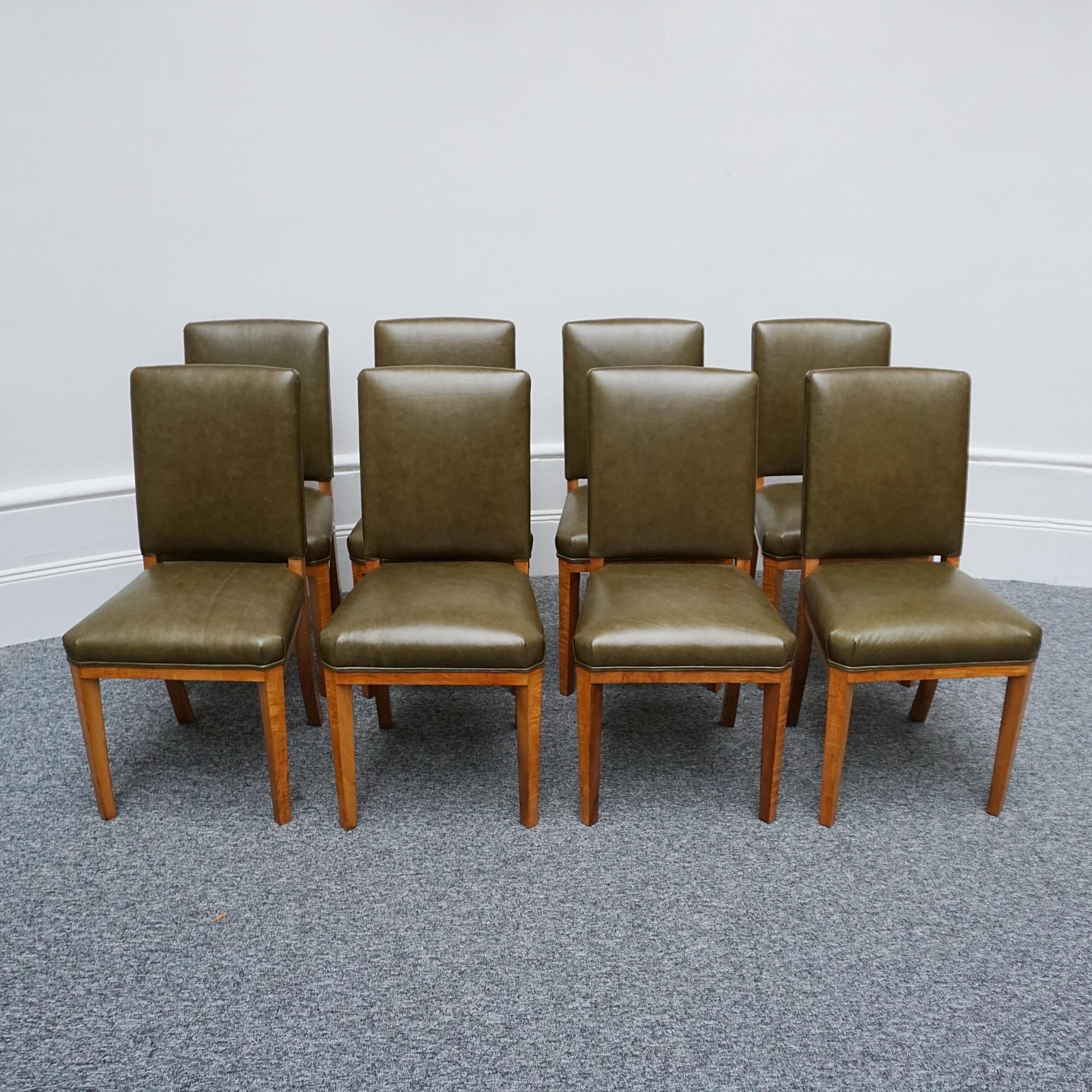 Art Deco Ten Seater Satinwood Dining Table and Ten Chairs by Waring and ...