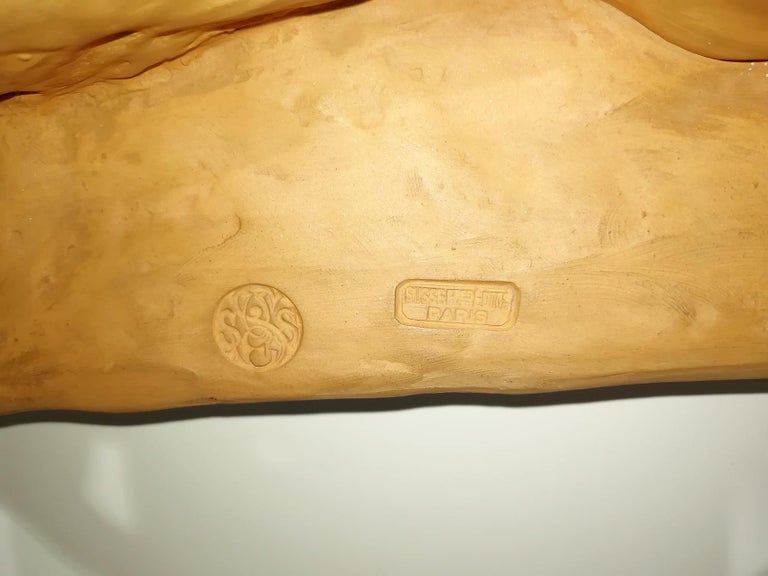 Art Deco Terracotta Sculpture of a Woman with Her Borzoi Signed Georges ...