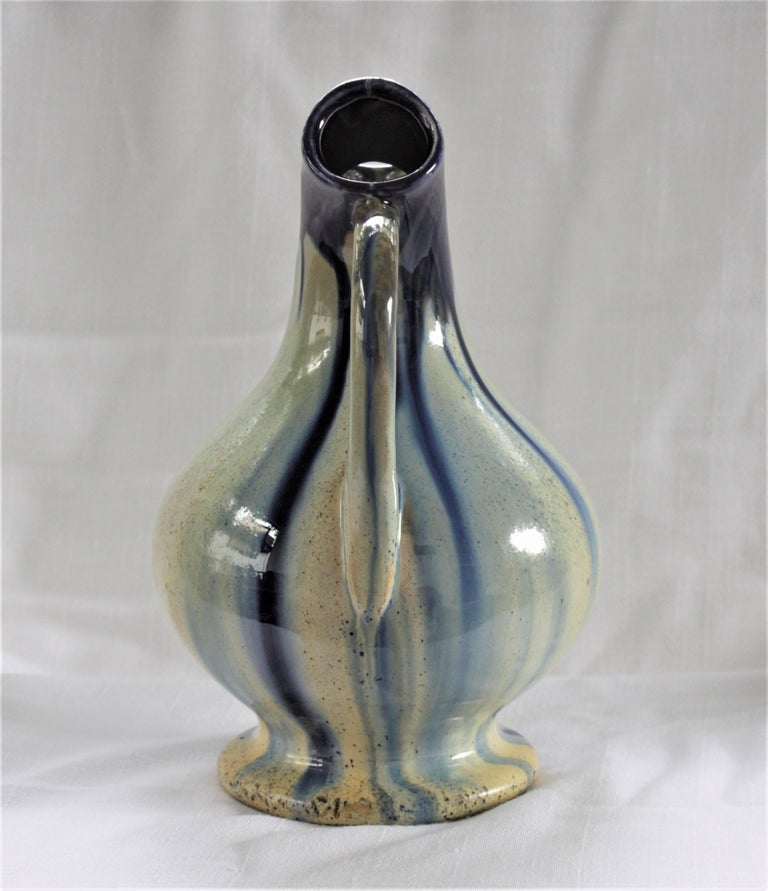 Art Deco Therin Pottery Co. Belgium Wedding Vase with Cobalt Blue Drip ...