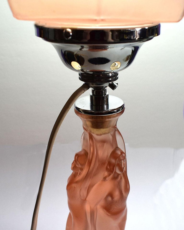 Art Deco Three Graces Uranium Glass Table Lamp at 1stDibs