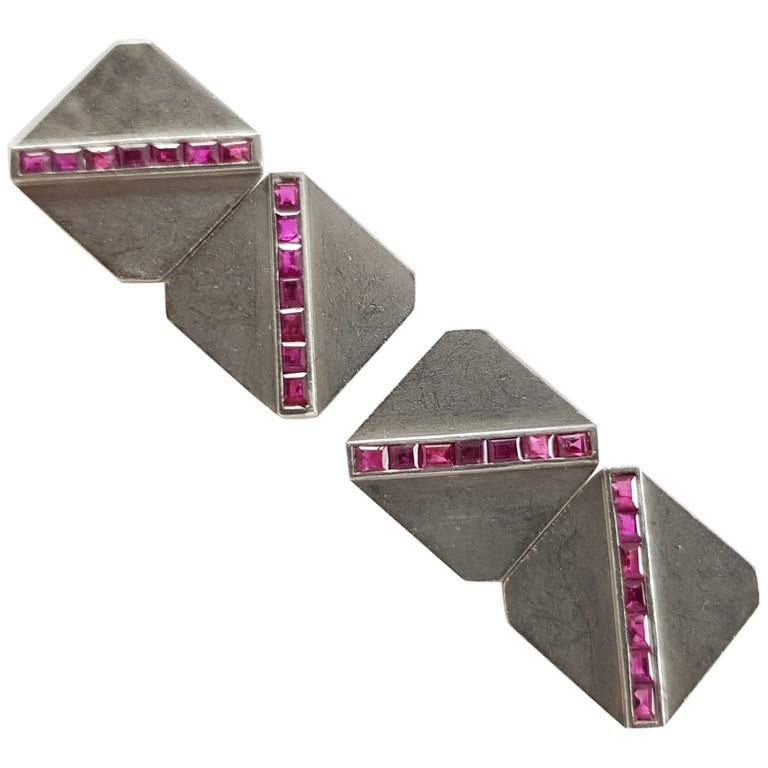 Pair of 1920s Ruby Cufflinks, by Tiffany and Co. For Sale at 1stDibs