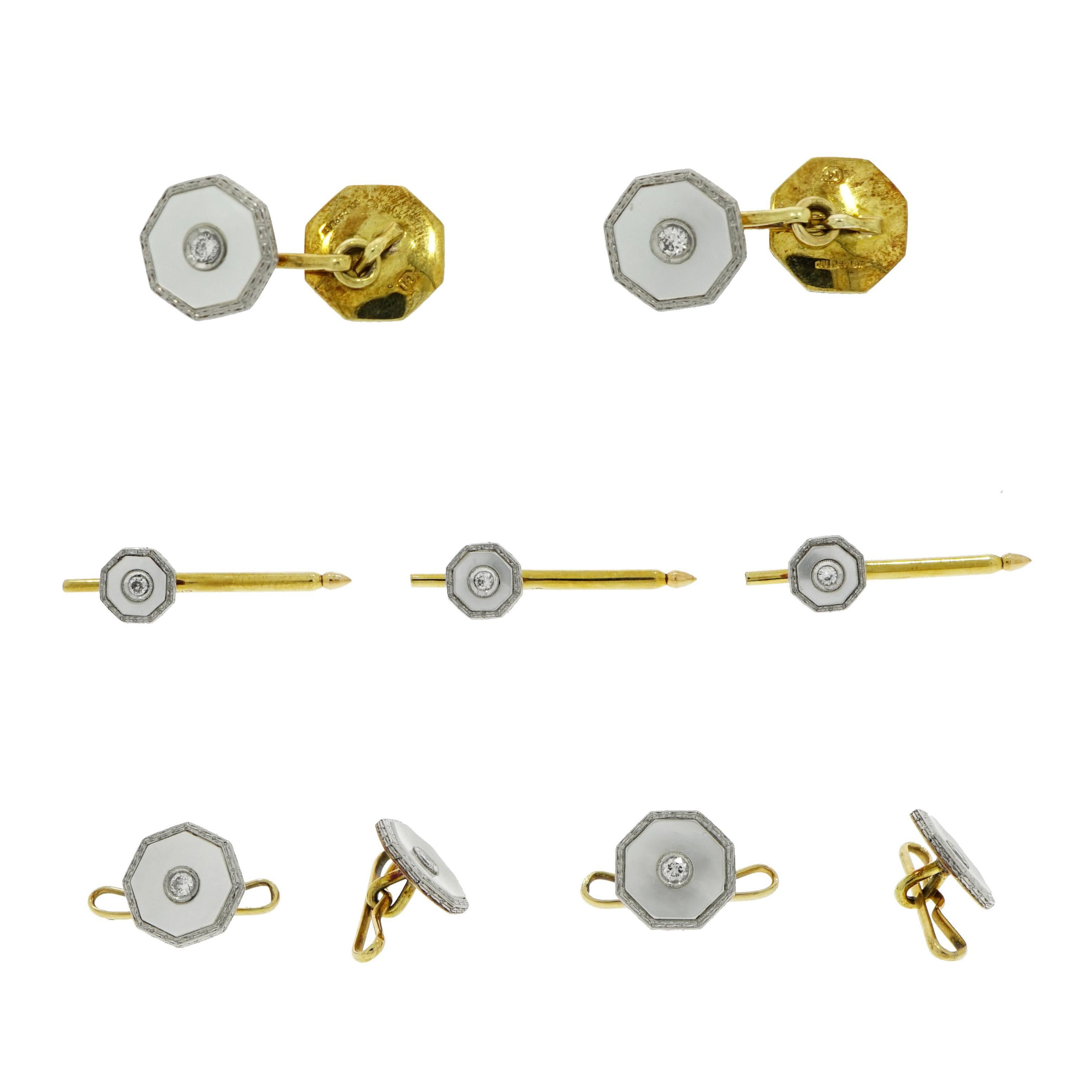 Tiffany Tuxedo Buttons - 2 For Sale on 1stDibs