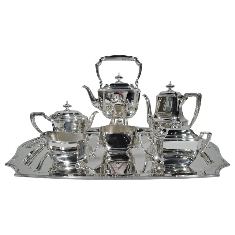 Art Deco Tiffany Hampton Sterling Silver Coffee and Tea Set on Tray For ...