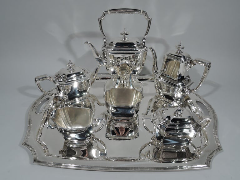 Art Deco Tiffany Hampton Sterling Silver Coffee and Tea Set on Tray For ...