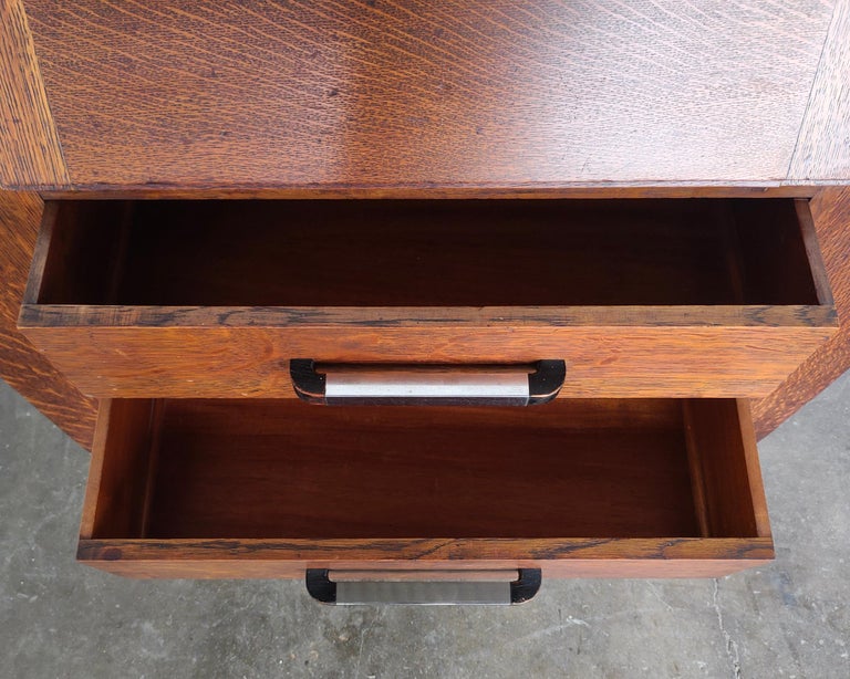 Art Deco Tiger Oak Wood Bureau Bookcase Secretary Desk, 1920s For Sale ...