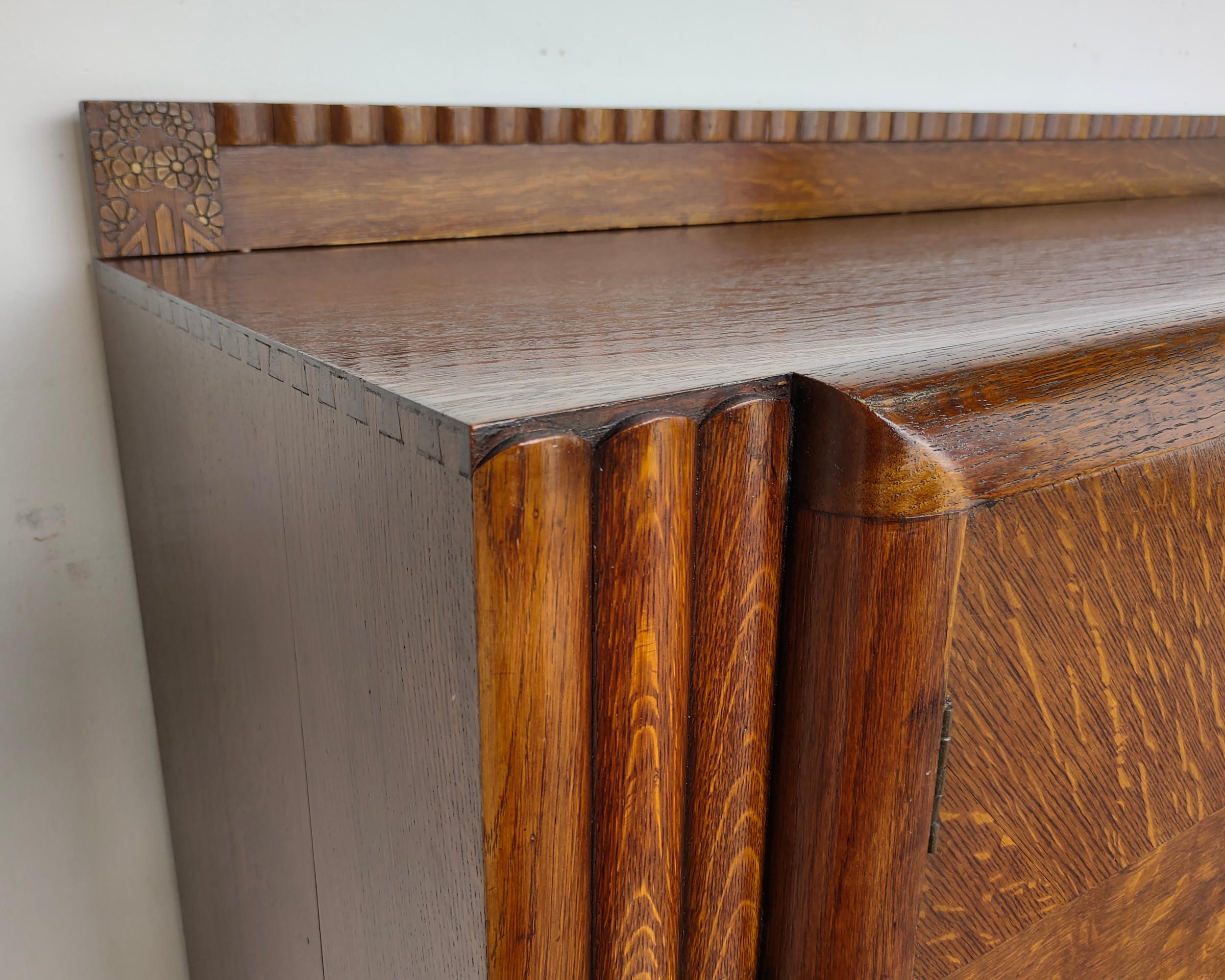 Art Deco Tiger Oak Wood Cabinet Buffet Sideboard Antique, 1930s For ...