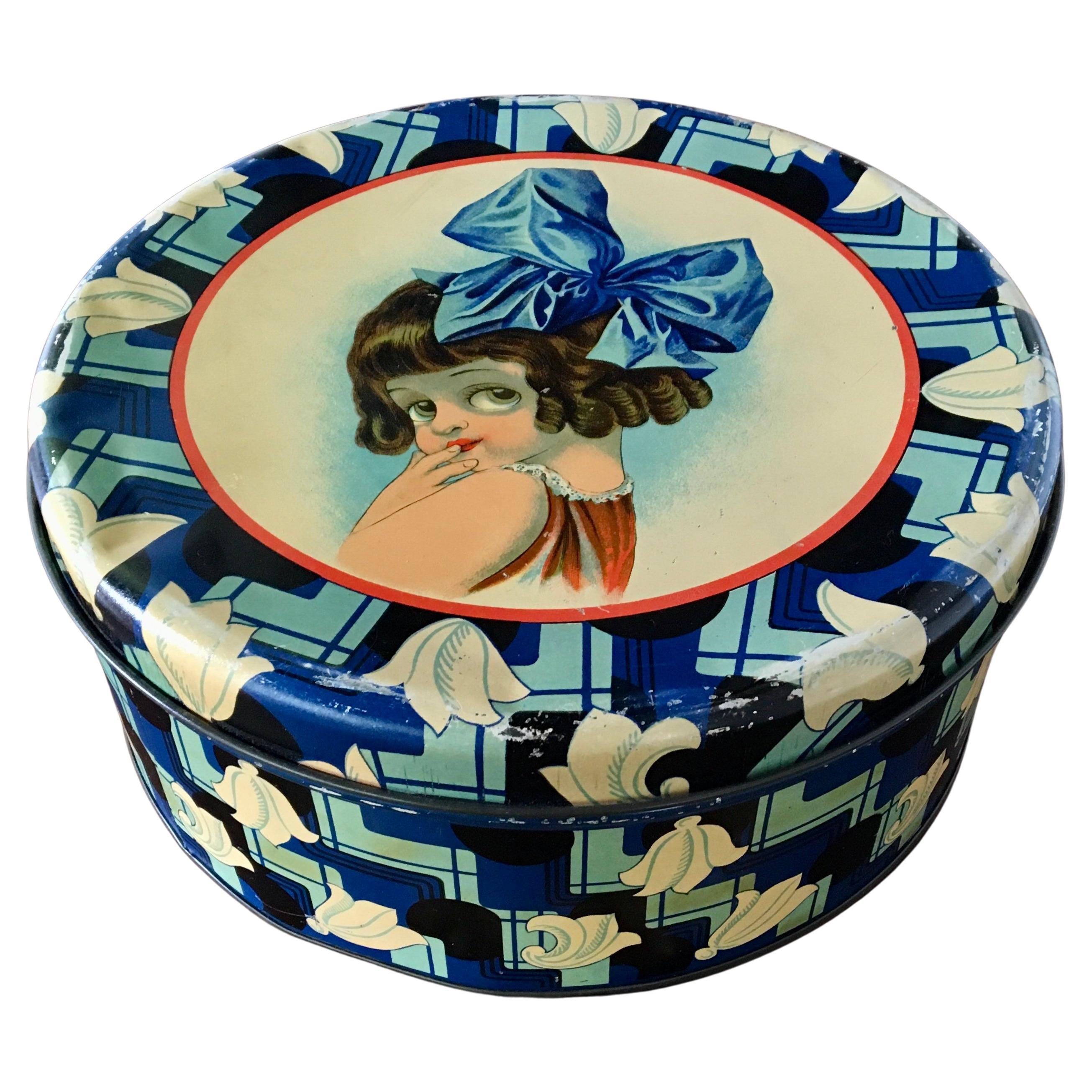 Art Deco Tin Girl with Bow, Fred Spurgin For Sale at 1stDibs