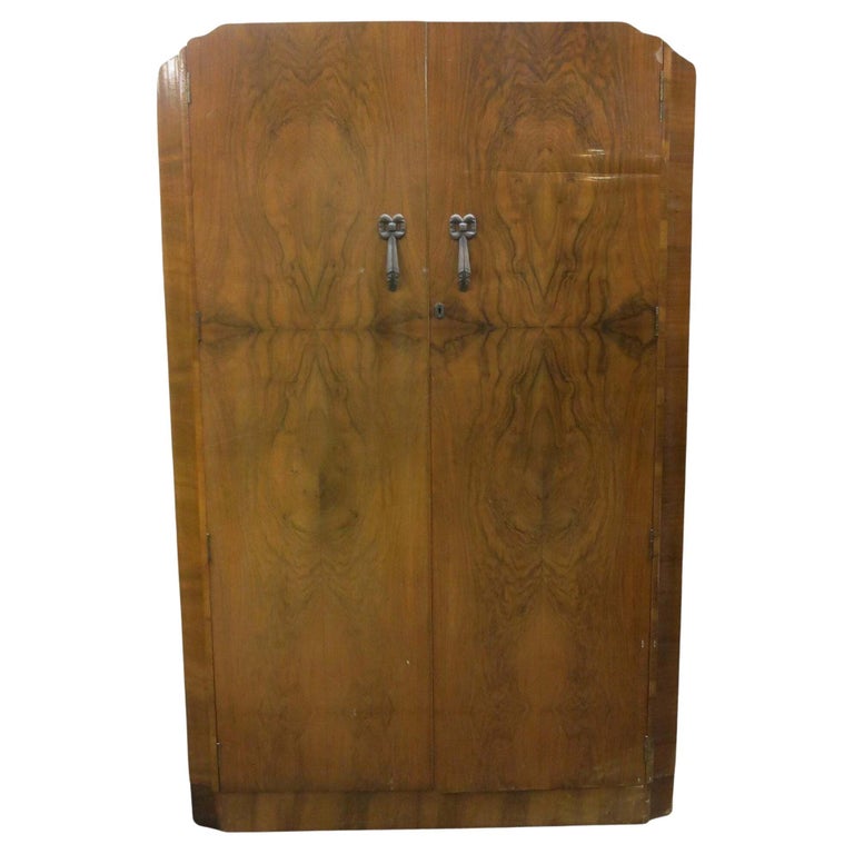 Art Deco "Tombstone" Walnut Men's Armoire by Raven Furniture For Sale ...