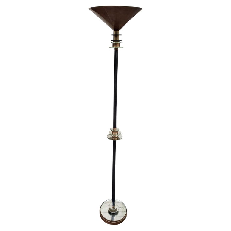 Art Deco Torchiere Floor Lamp with Stepped Mirror Design For Sale at ...