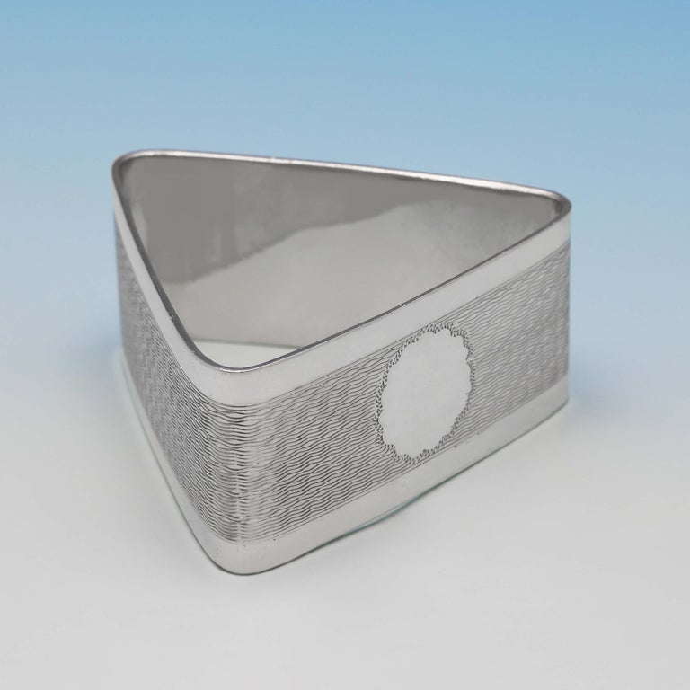 Art Deco Triangular Sterling Silver Set of Napkin Rings, Joseph Gloster ...