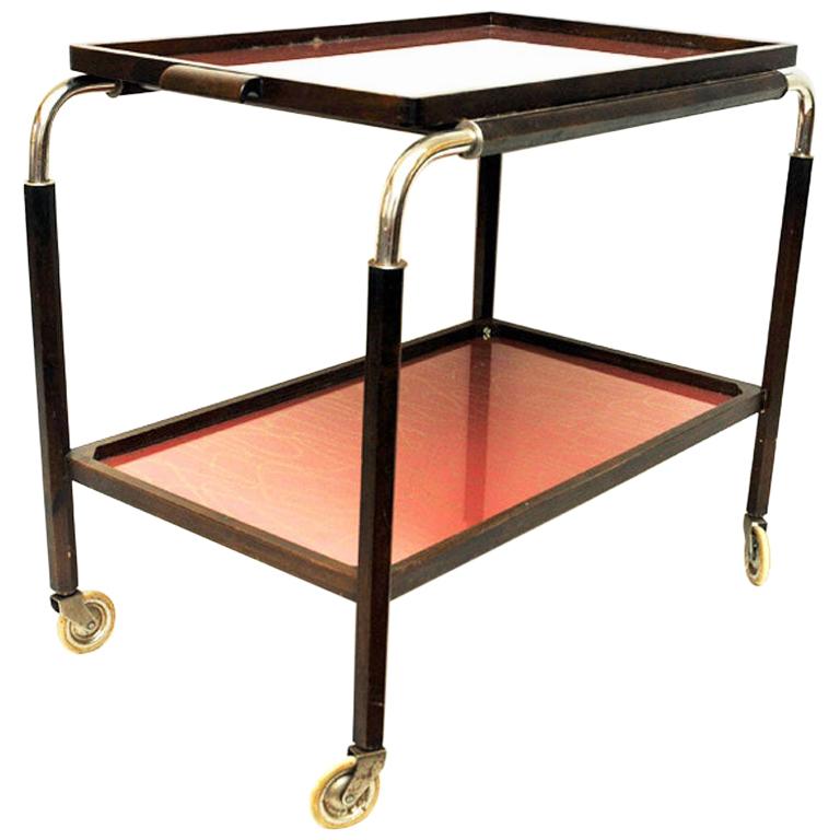 Art Deco Trolley with Red Trays on Wheels 1930s, Sweden at 1stDibs