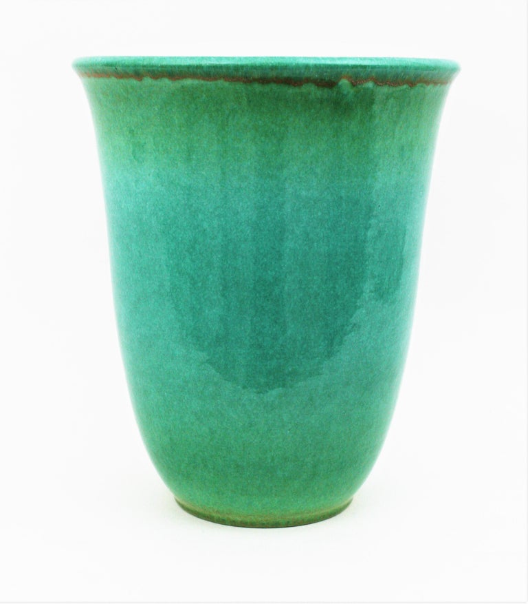 Spanish Large Vase by Serra in Turquoise Glazed Ceramic For Sale at ...