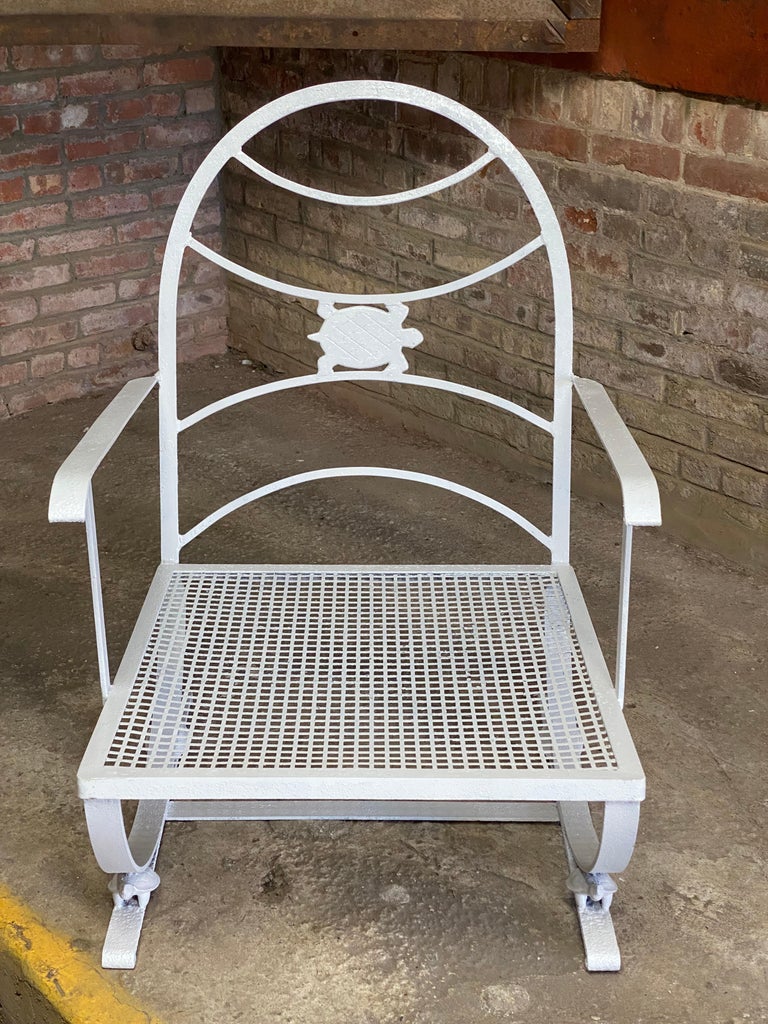 Art Deco Turtle Decorated Iron Outdoor Lounge Chair For Sale at 1stDibs