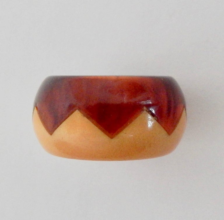 Art Deco Two-Color Geometric Bakelite Ring For Sale at 1stDibs
