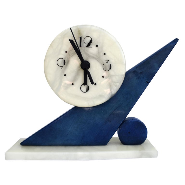 Art Deco Two Tone Marble Clock, c1930 For Sale at 1stDibs