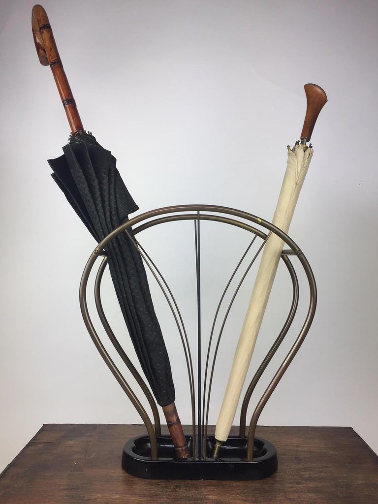 Art Deco Umbrella Stand, Copper and Enameled Cast Iron, 1920s at 1stDibs