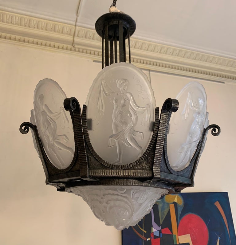 Art Deco Val Saint Lambert Chandelier ( Exceptionnal Art Deco 1930 ...