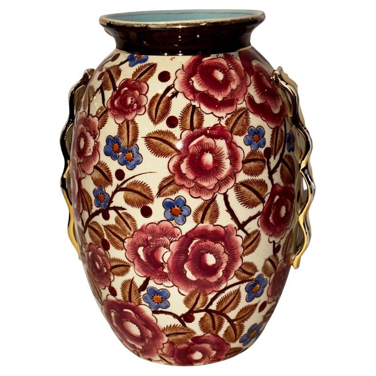 Schöne Art-Déco-Vase von Raymond Chevalier für Boch La Louviere mit ...