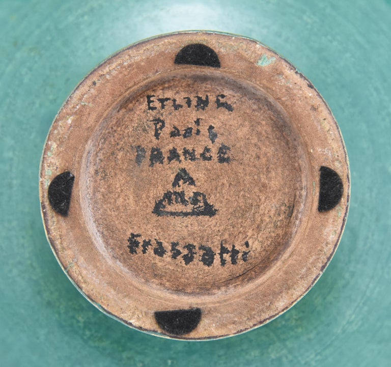 Art Deco Vase Ceramic Green and Gold Marcel Guillard , Frassati ...