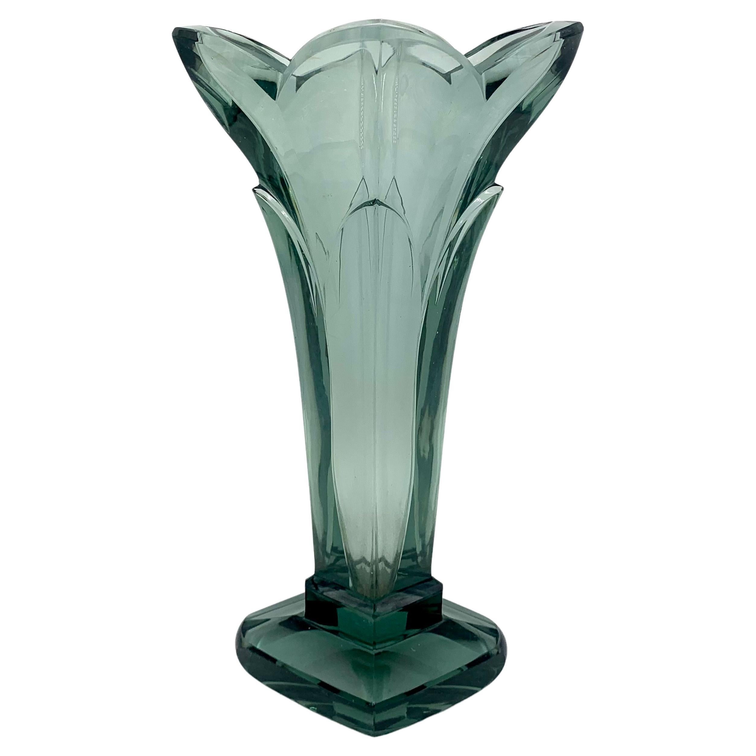 Pair of 1930s Art Deco Egyptian Revival Celedon Glazed Terracotta Vases ...