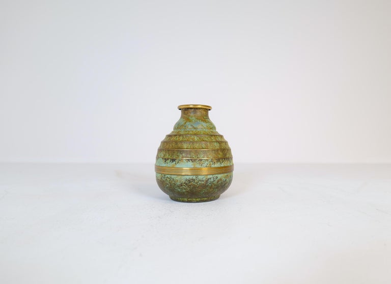 Art Deco Vase in Bronze and Brass by SVM Handarbete, Sweden For Sale at ...