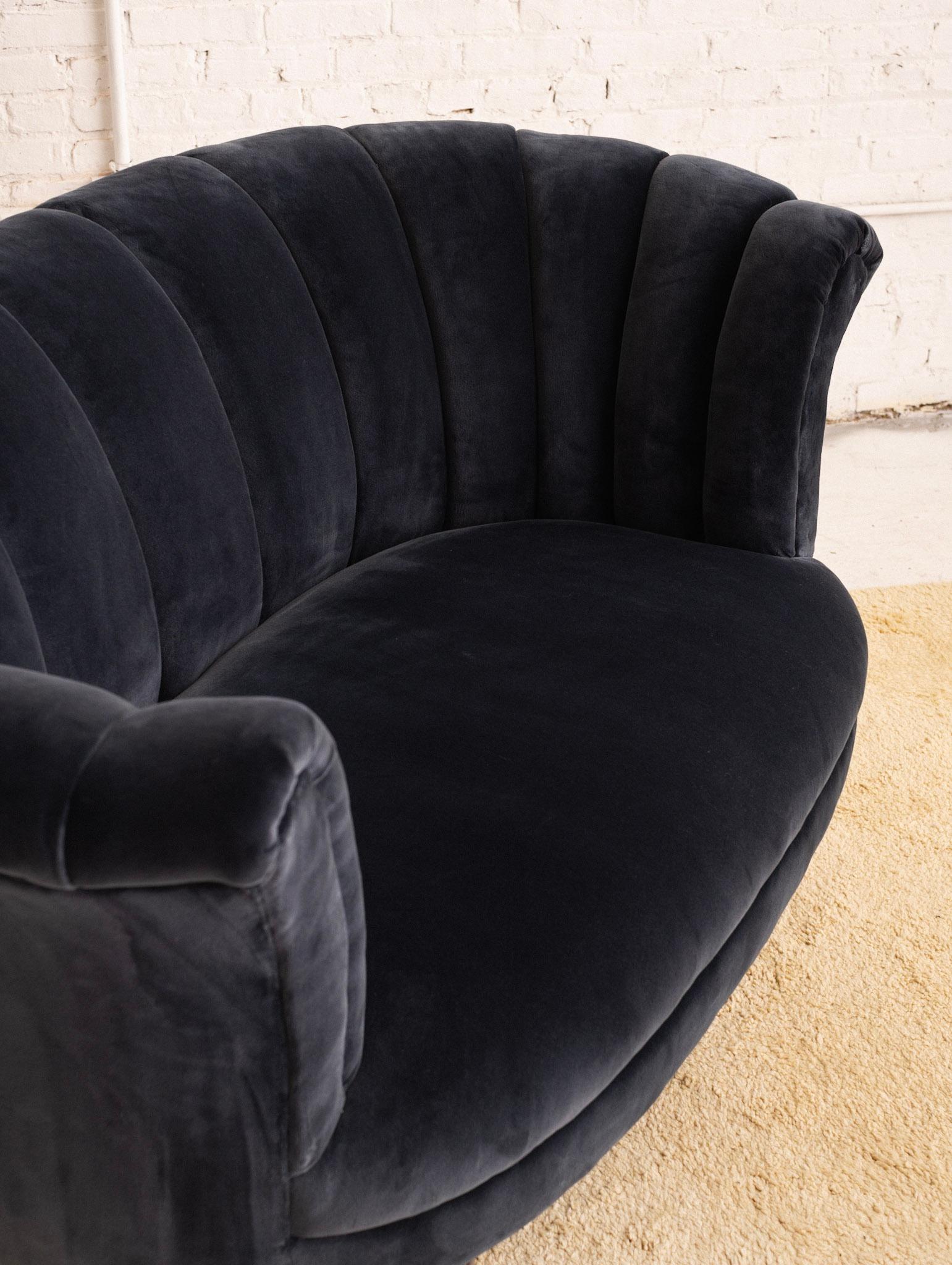 Art Deco Velvet Channel Back "Shell" Sofa at 1stDibs