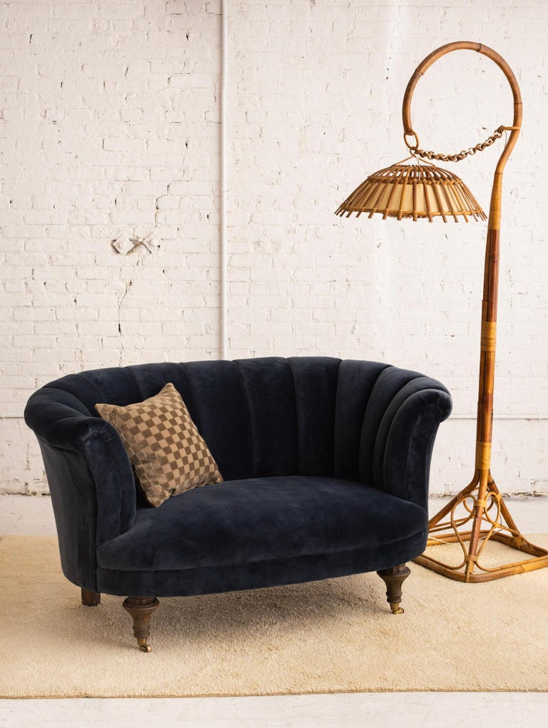 Art Deco Velvet Channel Back "Shell" Sofa For Sale at 1stDibs