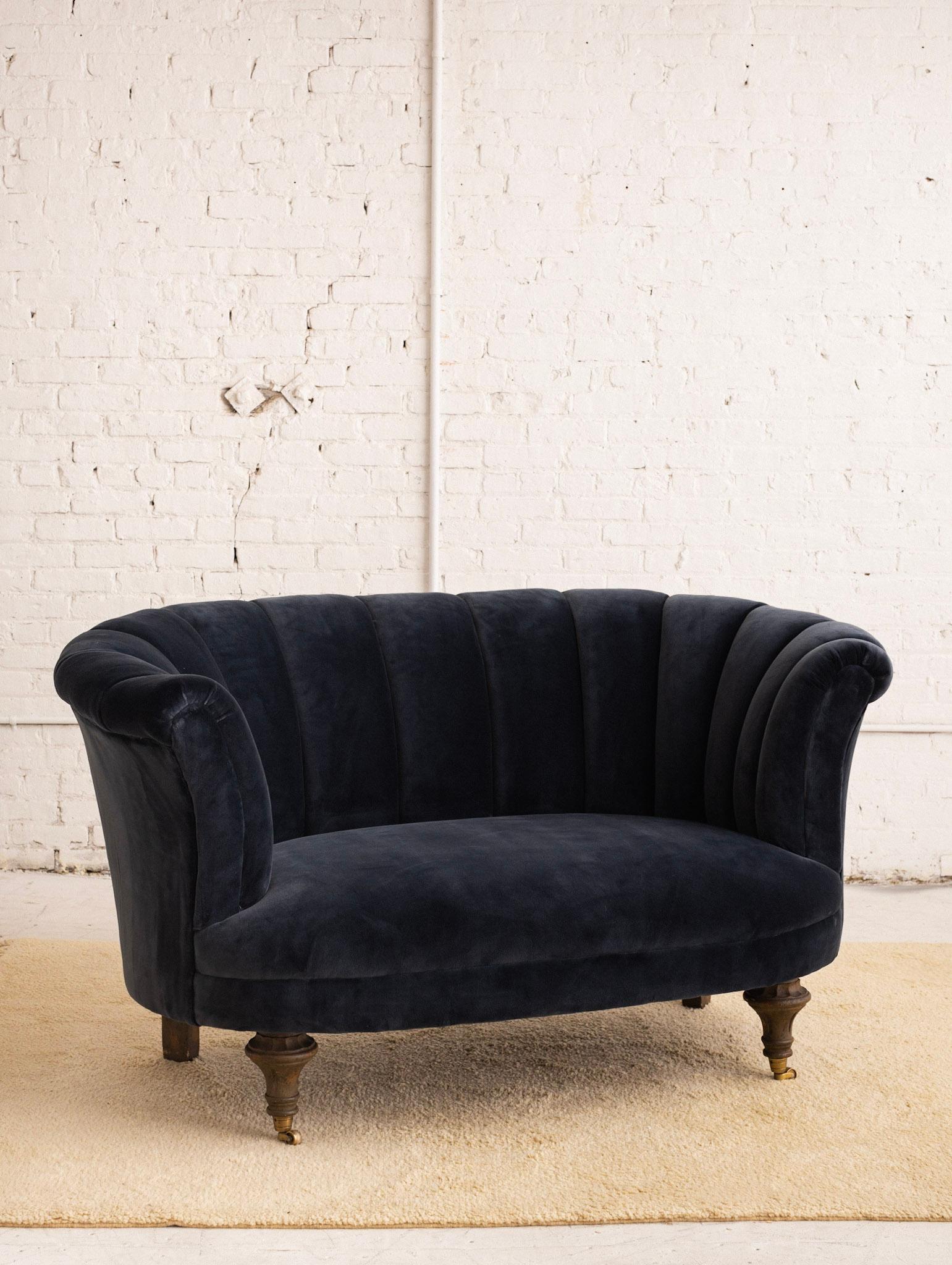Art Deco Velvet Channel Back "Shell" Sofa at 1stDibs
