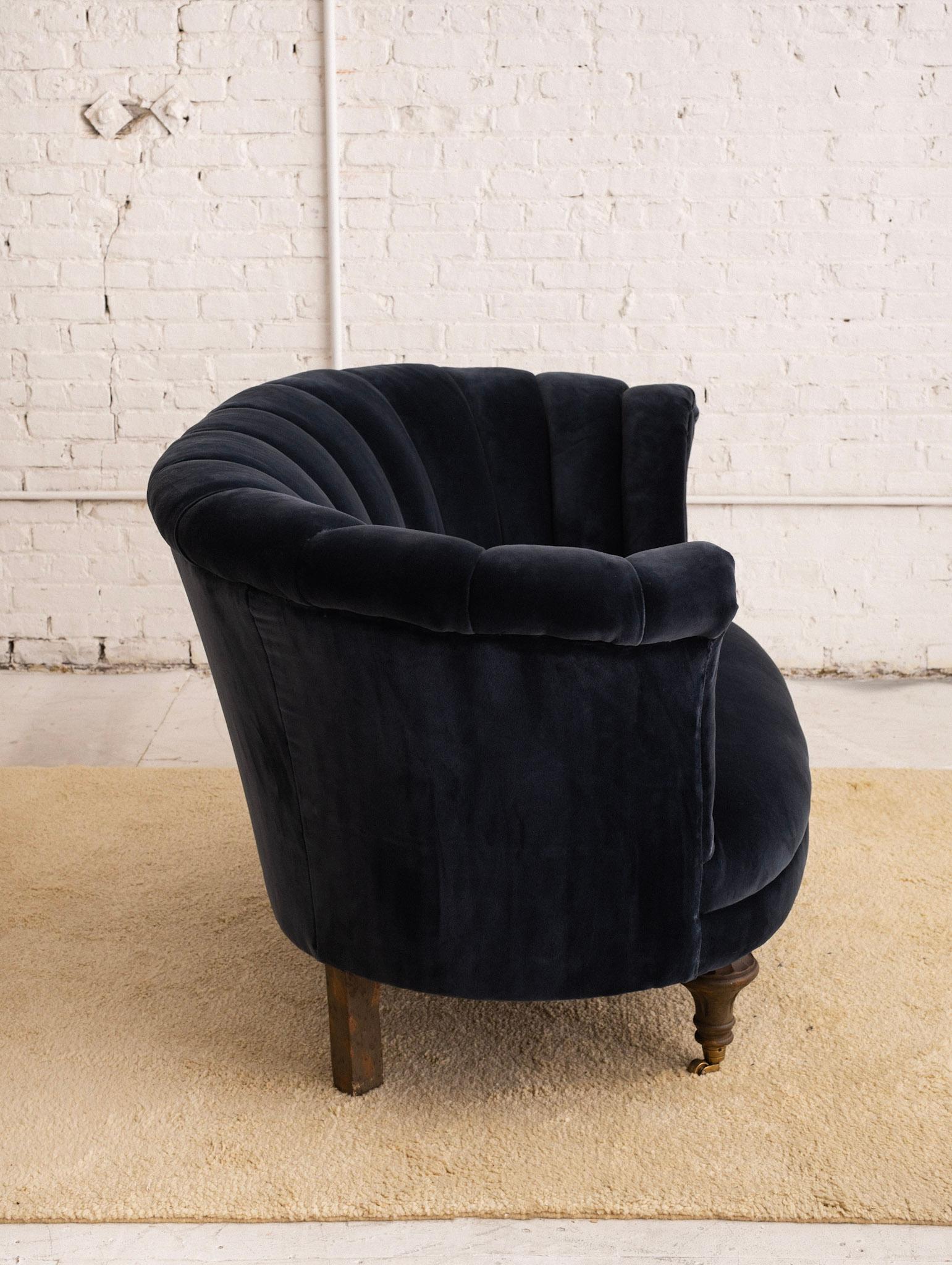 Art Deco Velvet Channel Back "Shell" Sofa at 1stDibs