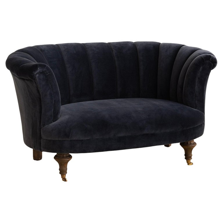 Art Deco Velvet Channel Back "Shell" Sofa For Sale at 1stDibs