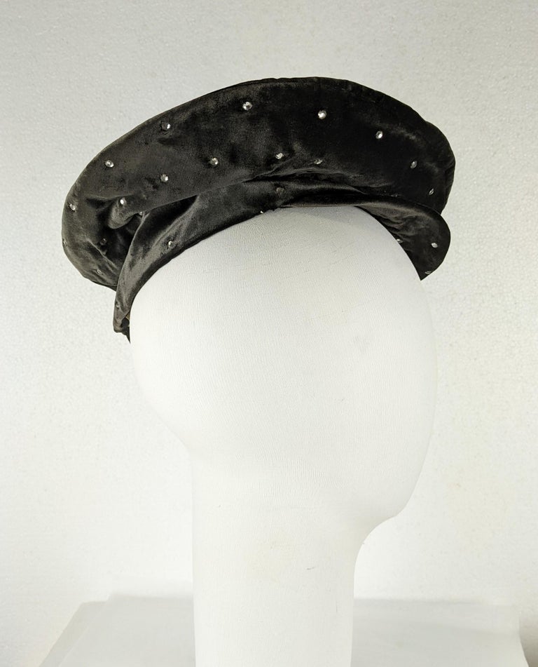 Art Deco Velvet Pave Evening Glove and Cap Set For Sale at 1stDibs