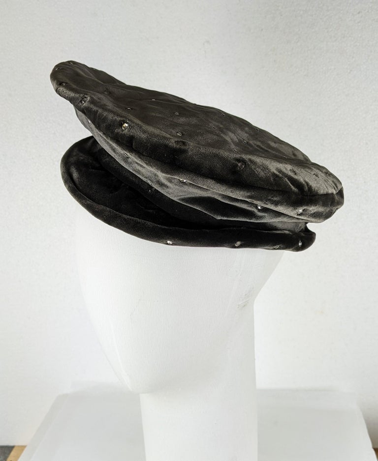 Art Deco Velvet Pave Evening Glove and Cap Set For Sale at 1stDibs