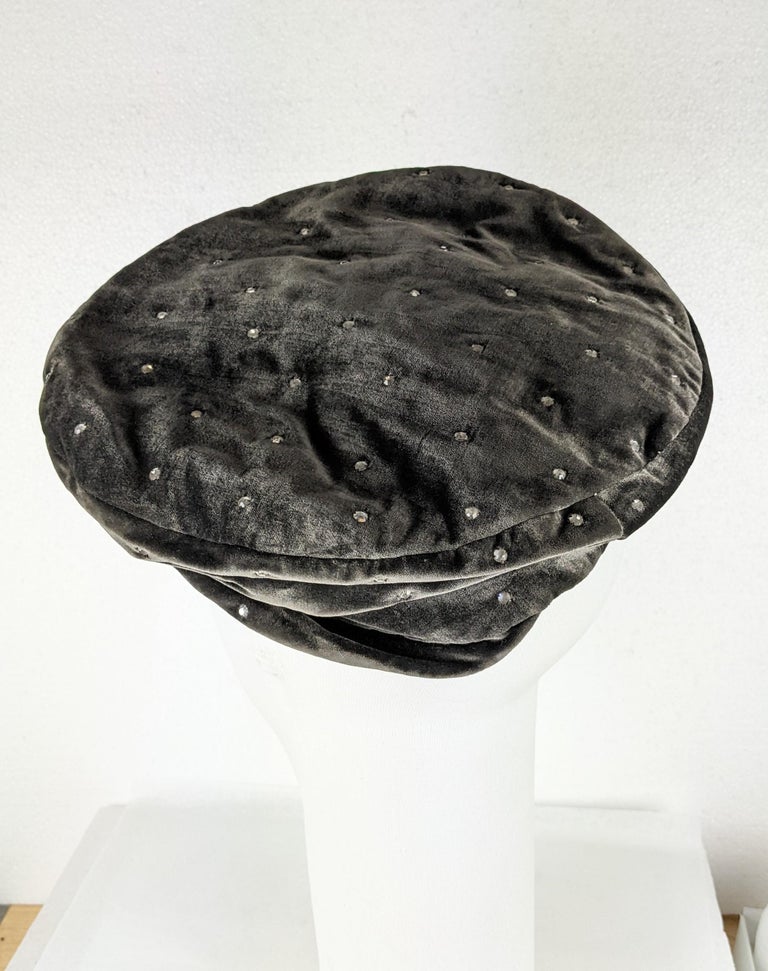 Art Deco Velvet Pave Evening Glove and Cap Set For Sale at 1stDibs