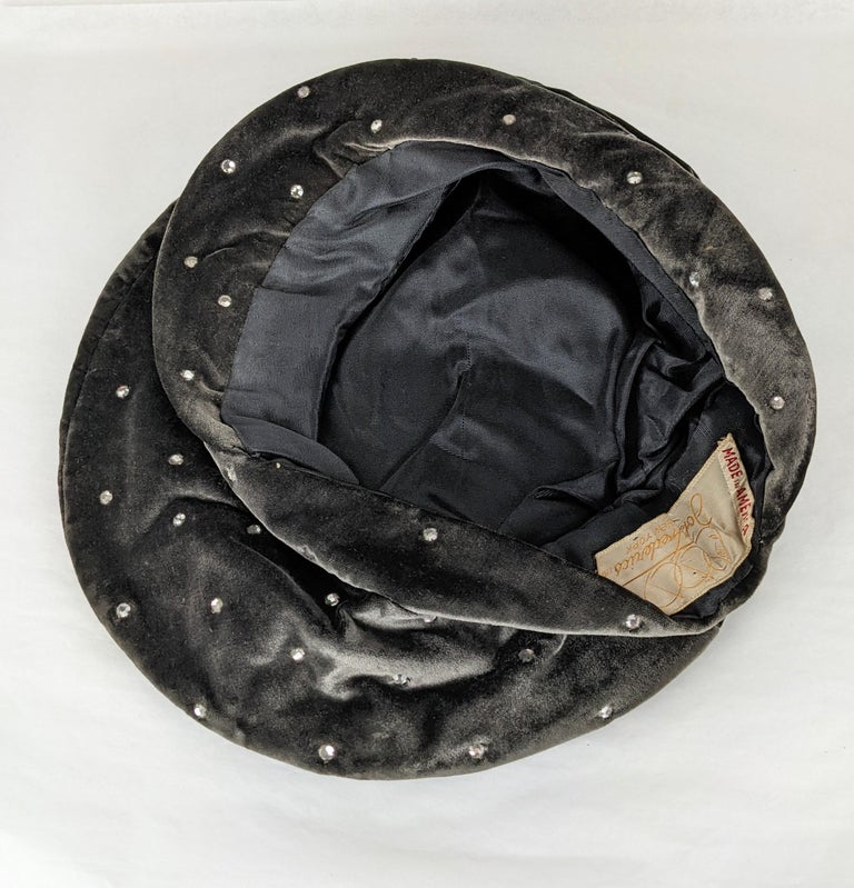 Art Deco Velvet Pave Evening Glove and Cap Set For Sale at 1stDibs