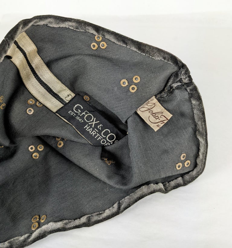 Art Deco Velvet Pave Evening Glove and Cap Set For Sale at 1stDibs