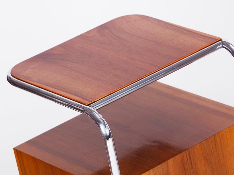 Art Deco Veneered Walnut Chrome and Tubular Steel Sideboards Vichr, Set ...