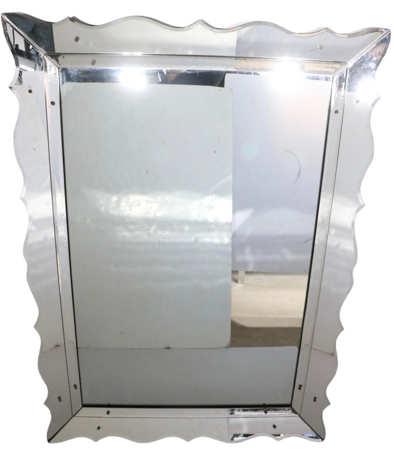 Art Deco Venetian Style Wall Mirror C. 1930 - 1950's For Sale at 1stDibs
